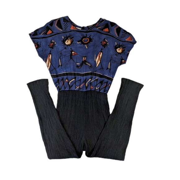 Vintage | Pants & Jumpsuits | Vintage 9s Grunge Blackblue Art Deco ...